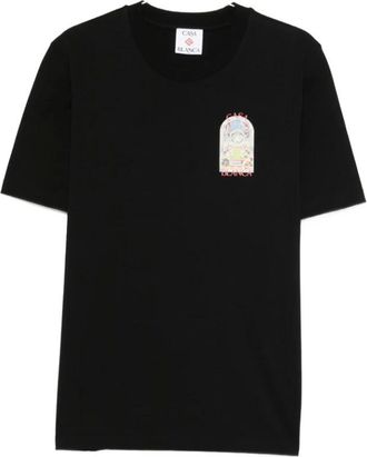 Casablanca Homme, Tops, Noir, Taille: 2XL T-shirt &agrave; Col Rond et Imprim&eacute; Graphique