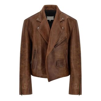 Maison Margiela Veste Biker en Cuir - Homme - Vestes - Brun - Taille: L