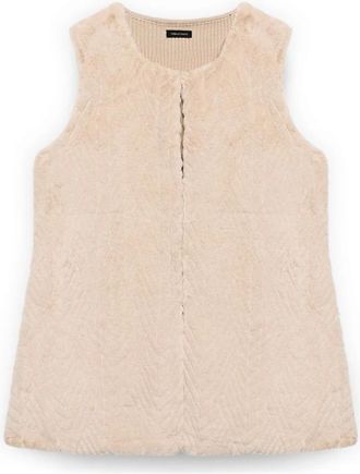 Fiorella Rubino Femme, Vestes, Beige, Taille: 40/42 FR Veste sans manches effet peluche