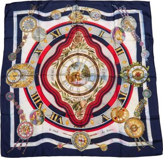 Herm&egrave;s T&uuml;cher & Schals - Hermes Classic parmi le fleurs Silk Carre 90 Sca - Gr. unisize - in Blau - f&uuml;r Damen