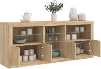 vidaXL Sideboard mit LED-Leuchten Sonoma-Eiche 181,5x37x67 cm - Vidaxl
