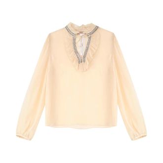 Twinset Elegante Bluse mit Raffiniertem Kragen - - Blouses & Shirts - Damen - Beige - L
