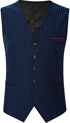 Generic Gilet de costume pour homme - Coupe droite - Vintage - Avec rangée simple - Gilet pour homme - Sportif - Élégant - Léger - Sans manches - En coton - G