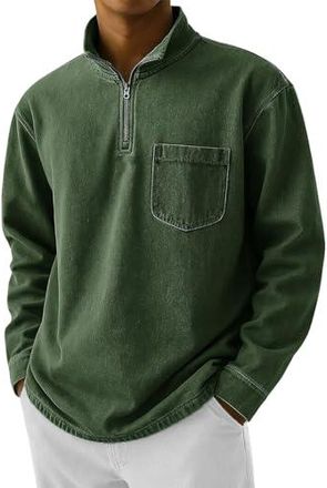 Generic Polo basique d&eacute;contract&eacute; pour homme, coupe classique, boutonn&eacute;e, coupe classique, l&eacute;ger et respirant, tunique de travail, Vert, 5XL