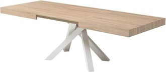 Vente-Unique Vente-unique - Table à manger extensible 6 à 10 personnes en mdf et métal - Naturel et blanc - catonav
