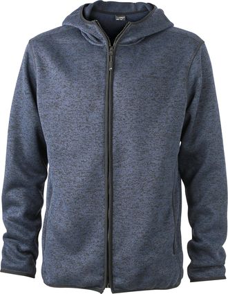 James & Nicholson JN589 Kapuzenjacke aus Strickfleece in Melangeoptik Jacke, Gr&ouml;&szlig;e:XL;Farbe:denim-melange/black