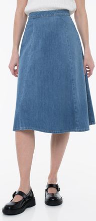 Tommy Hilfiger Damen Jeansrock Midi Flare Uma mit G&uuml;rtel, Blau (Uma), 36