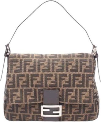 Fendi Pre-owned Zucca Mamma Baguette Sac bandouli&egrave;re en toile et cuir - Femme - Pre-owned - Brun - Taille: ONE Size