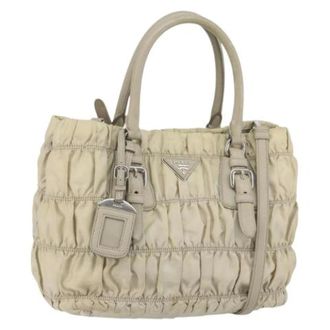 Prada Sac &agrave; main en nylon Pre-owned - Femme - Pre-owned - Beige - Taille: ONE Size