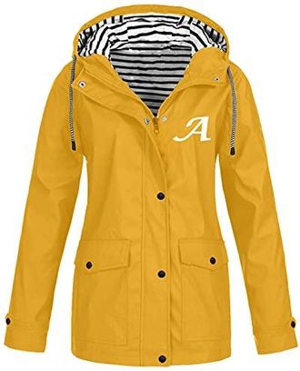 Generic Vestes pour femmes, couleur unie, d&eacute;contract&eacute;, grande taille, &agrave; capuche, coupe-vent, poches &eacute;tanches, cordon de serrage, manteau &agrave; manches longues 202