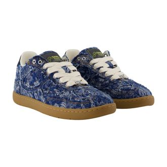 Ganni Womens Tapestry Cotton Sneaker Navy