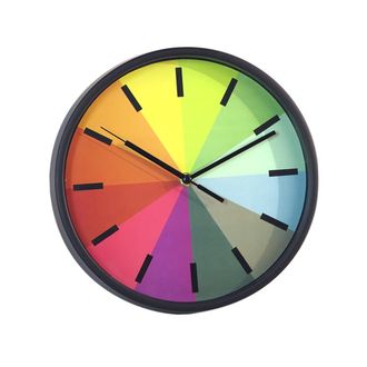 Garneck 10 Stille Wanduhr Runde Wanduhr Stille Uhr Schwarze H&auml;ngeuhr Regenbogen-Wanduhr Quarzuhr Stumme Wanduhr