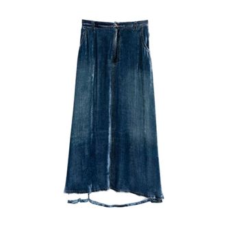 Pierre-Louis Mascia Rock mit Samt-Effekt und Eins&auml;tzen - - Skirts - Damen - Blau - M
