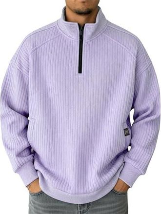Generic Pull &agrave; col roul&eacute; pour homme - Sans capuche - Demi-fermeture &eacute;clair - Couleur unie - Confortable - Doux - Manches longues - Coupe droite - Pull dext&eacute;ri
