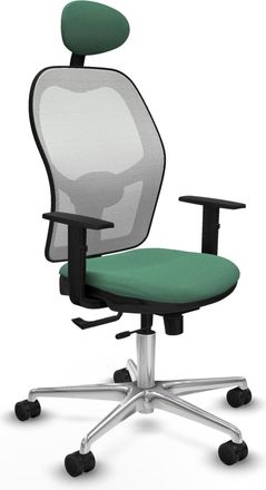 Piqueras y Crespo Schreibtischstuhl mit 1D-Armen, h&ouml;henverstellbare Lendenwirbelst&uuml;tze und festes Kopfteil, ausgestattet mit Syncro/Traslack und injiziertem Schaumstoff