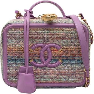 Chanel Pre-owned Quilted Tweed Vanity Case - Femme - Pre-owned - Violet - Taille: ONE Size