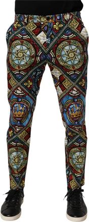 Dolce & Gabbana Homme, Pantalons, Multicolore, Taille: S Stained Glass Window Style Print Pantalons