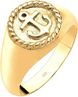 Elli Ring Damen Maritim Anker Siegelring in 925 Sterling Silber