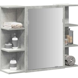 vidaXL Vidaxl - Armoire &agrave; miroir de bain Gris b&eacute;ton 80x20,5x64 cm Agglom&eacute;r&eacute;