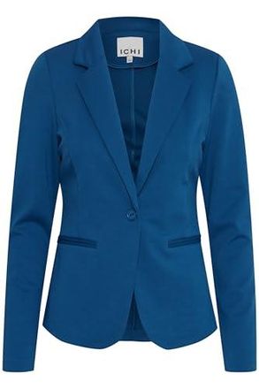 Ichi IHKATE BL Blazer Court pour Femme - Blazer &agrave; Un Bouton avec Stretch et col &agrave; Revers, 194057/True Blue, S