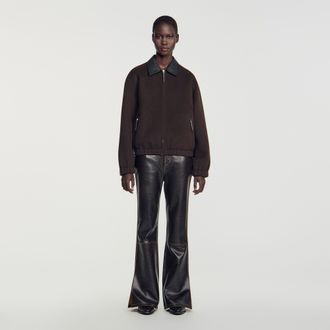 Sandro Blouson double face col cuir