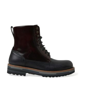 Dolce & Gabbana Schwarze Leder Milit&auml;r Kampfstiefel - - Shoes - Herren - Schwarzk - 41 1/2 EU