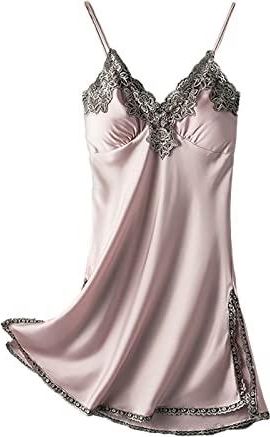 Generic V&ecirc;tements de nuit en soie pour femme - Nuisette en soie pour femme avec soutien de la poitrine - Robe de nuit en dentelle confortable - Col en V - Che