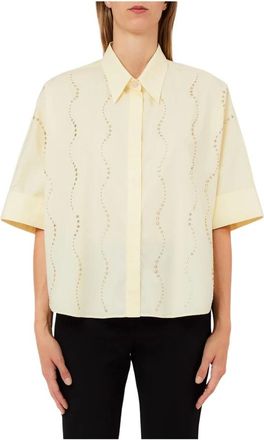 Liu Jo Femme, Blouses et Chemises, Jaune, Taille: 34 FR Chemise avec appliqu&eacute;s de bijoux