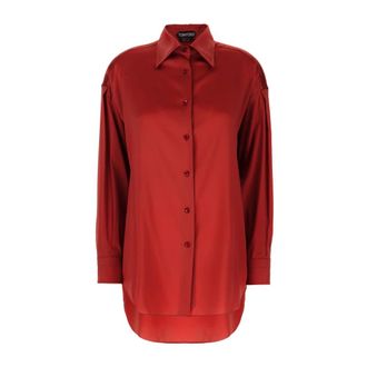 Tom Ford Stretch Seidensatin Hemd mit Relaxed Fit - - Blouses & Shirts - Damen - Rot - S