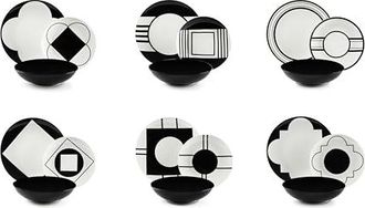 Excelsa Agora Service de vaisselle 18 pi&egrave;ces, porcelaine et Stoneware, multi-d&eacute;cors