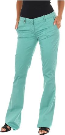 Met Schlaghose mit Knopfverschluss - - Trousers - Damen - Gr&uuml;n - W27