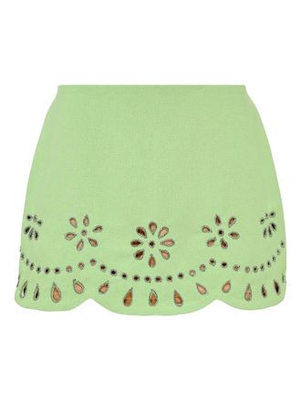 Alexis jupe &agrave; d&eacute;coupes fleurs - Vert