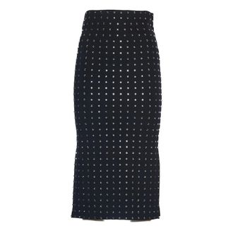 Sportmax Femme, Jupes, Noir, Taille: 36 FR Jupe fourreau en jersey scuba ornée de strass noirs