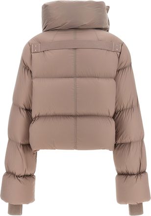 Rick Owens Cropped Nylon with Funnel Neck Down Jacket - Pink