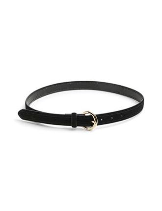 Pieces Ceinture en Daim Pcnalis Cuir, Noir/d&eacute;tails : Bordure dor&eacute;e, 90 Femme
