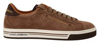 Dolce & Gabbana Braune Wildleder Logo Low Top Sneakers Herren Schuhe