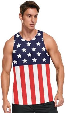 HMZXZ Débardeur dété sans manches pour homme - Motif drapeau américain - Séchage rapide - Pour entraînement de gym - Drapeau américain, multicolore, XXL