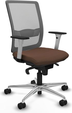 Piqueras y Crespo B&uuml;rostuhl mit h&ouml;henverstellbaren Armlehnen, h&ouml;henverstellbare Lendenwirbelst&uuml;tze, mit 5 Positionen und injiziertem Schaumstoff, Grau/Dunkelbraun