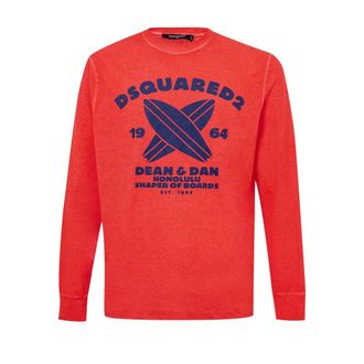 Dsquared2 Rotes Baumwoll-T-Shirt - - Tops - Herren - Rot - M