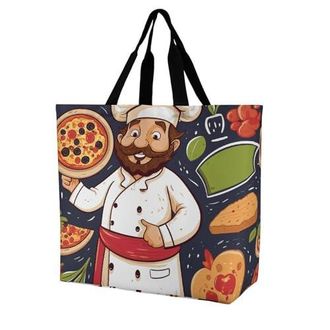 Generic Chef Pizza Sac Fourre-Tout D&eacute;contract&eacute; Tote Bag R&eacute;utilisable Sac A Main Femmes Pour Gym Quotidienne Voyage
