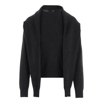 arch4 Cardigan en cachemire enveloppant - Femme - Pulls - Gris - Taille: 38 FR