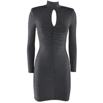 Simona Corsellini Kurzes Lurex-Kleid mit Raffung - - Dresses - Damen - Grau - XS