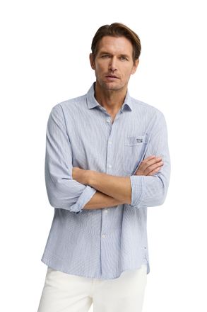 Polo Club Gestreiftes Hemd Cotolino blau im Regular Fit mit Polo Club Stickerei