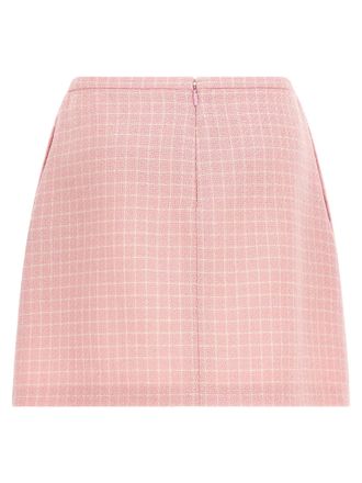 Versace Checked Wool Tweed Skirt - Pink