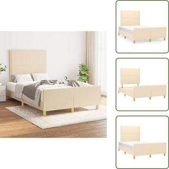 vidaXL Bettgestell ohne Matratze Creme 120x190 cm Stoff - Bettsofa - Holzbettfundament - Lattenrost - Boxspringbett - Doppelbett