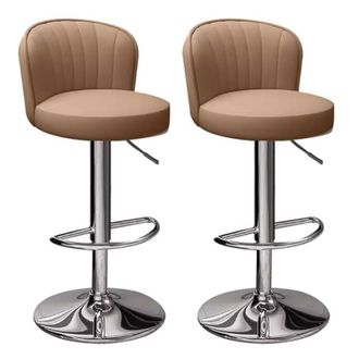 Generic Barhocker-Set (2Er-Set) mit Verstellbarer H&ouml;he, R&uuml;ckenlehne und Fu&szlig;st&uuml;tze - Gepolsterte Sitze, Robustes, Schwarz-Silbernes Metallgestell