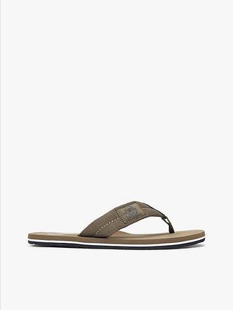 Tommy Hilfiger Tongs &agrave; brides en toile et &eacute;cusson blason