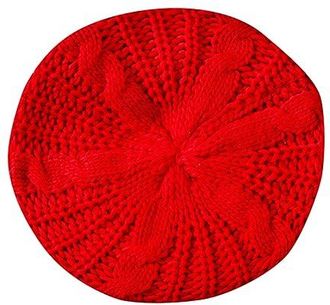 Generic B&eacute;ret dhiver pour femme, b&eacute;ret fran&ccedil;ais, b&eacute;ret rouge pour femme, turban extensible, turban en laine, tricot, &eacute;charpe de t&ecirc;te, Rouge, Taille unique