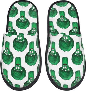 Generic Pantoufles De Maison Brocoli Vert Souriant Mignon De Dessin Anim&eacute; Cozy Pantoufles En Coton Lavables Chaussons Maison Pour Int&eacute;rieur Automne Invit&eacute; L