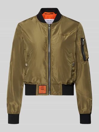 Original Bombers Bomberjacke mit Label-Patch und Rei&szlig;verschlusstasche am &Auml;rmel
